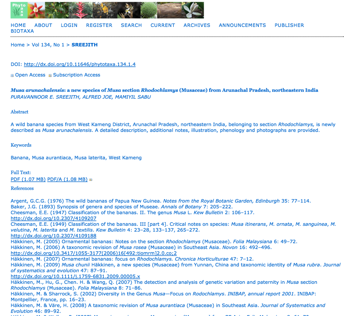 Musa arunachalensis : a new species of Musa section Rhodochlamys ...